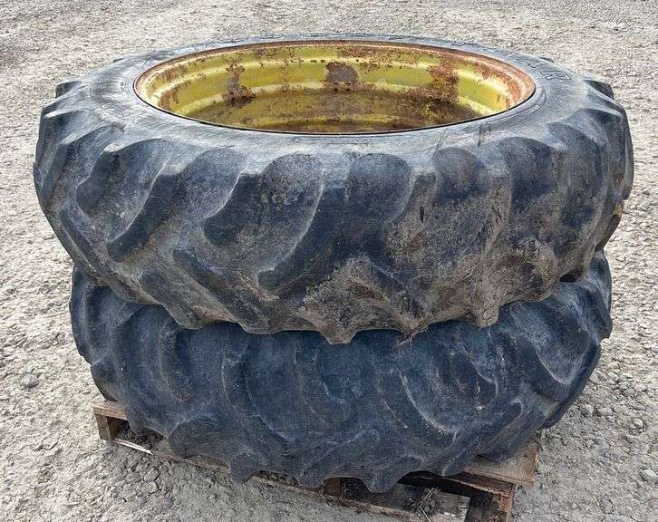 Pair Of 15 5 38 Tractor Tires On Rims Schneider Auctioneers LLC