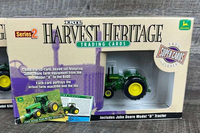 Pair of Ertl John Deere Harvest Heritage trading card/tractor sets ...