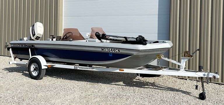 1989 Ozark 16' fishing boat w/ trailer - Schneider Auctioneers LLC