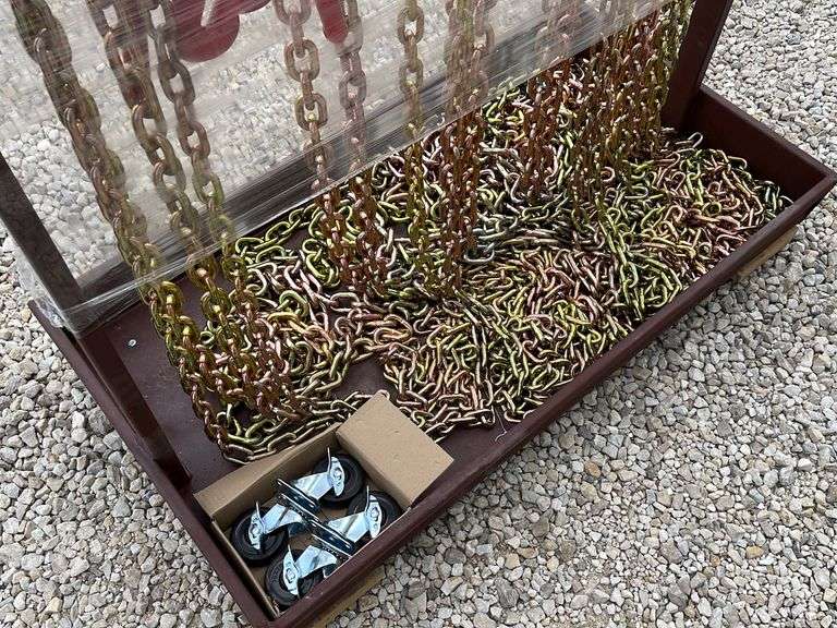 10 unused 20' chains & 5 binders w/ storage rack - Schneider ...