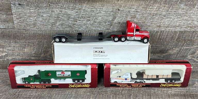 Group of 1/64 & HO scale Ertl tractor trailers - Schneider Auctioneers LLC