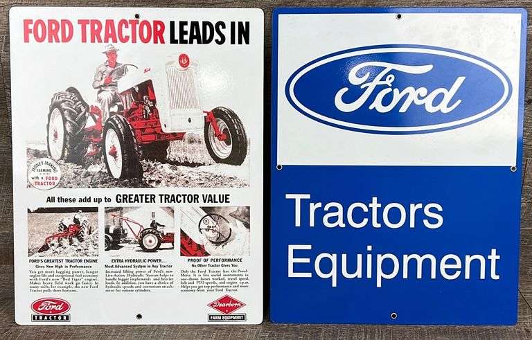 Pair of reproduction Ford tractor signs - Schneider Auctioneers LLC