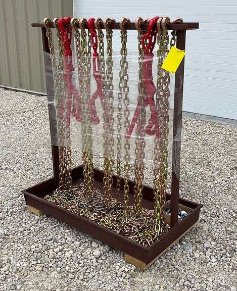 10 unused 20' chains & 5 binders w/ storage rack - Schneider ...