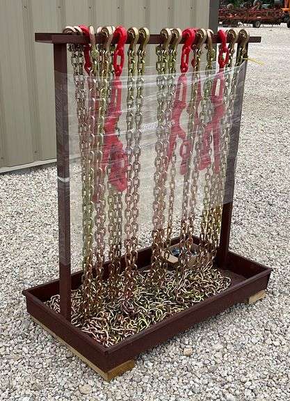 10 unused 20' chains & 5 binders w/ storage rack - Schneider ...