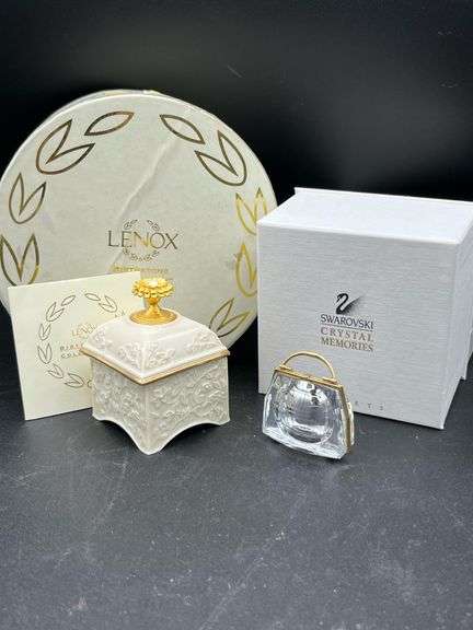 Lenox Birthstone Box & Swarovski Crystal Mini Clock - BidSells