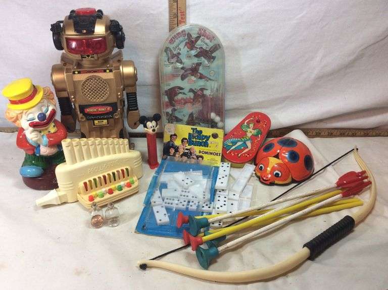 Vintage Toys- Magic Mike, Clown Bank, Pinball, Tin Lady Big, Prollo ...
