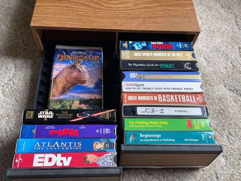 Two drawer VHS storage, 14 VHS tapes - Sherwood Auctions