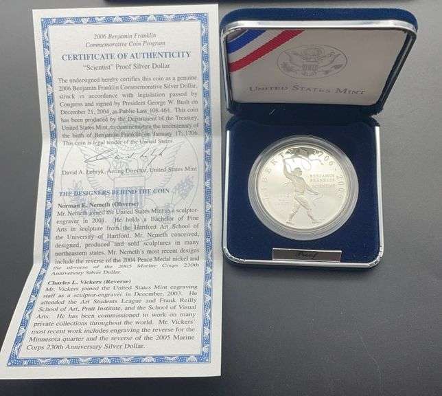 2006 U.S. Mint Benjamin Franklin Commemorative Coin - Sherwood Auctions