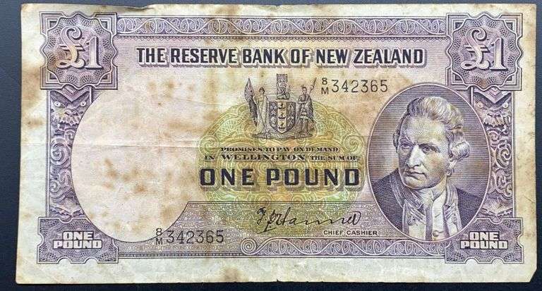 The Reserve Bank of New Zealand One Pound Note - Sherwood Auctions