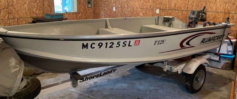 Alumacraft 12 ft Fishing Boat, Trailer & 5hp Nissan Motor - Sherwood ...