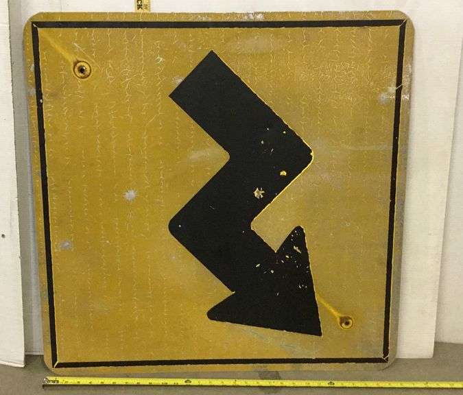 Crooked Road Ahead Metal Sign - Sherwood Auctions