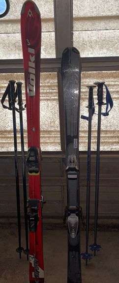 Two sets of skis & ski poles - Sherwood Auctions