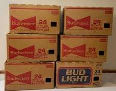 Six old Budweiser and Bud Light boxes - Sherwood Auctions