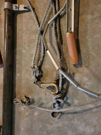 2 come-a-longs, home made yoke, rope and steel cable - Sherwood Auctions