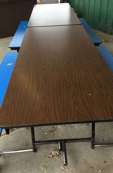12 Foot Multicolor Cafeteria Table on Wheels - Sherwood Auctions