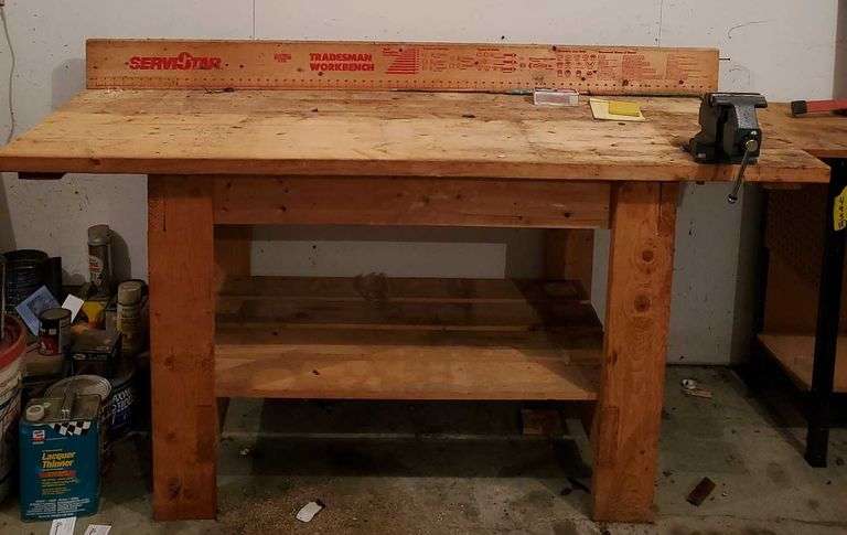 Heavy duty Tradesman Workbench & Heavy Duty Vise - Sherwood Auctions