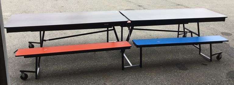 12 Foot Multicolor Cafeteria Table on Wheels - Sherwood Auctions