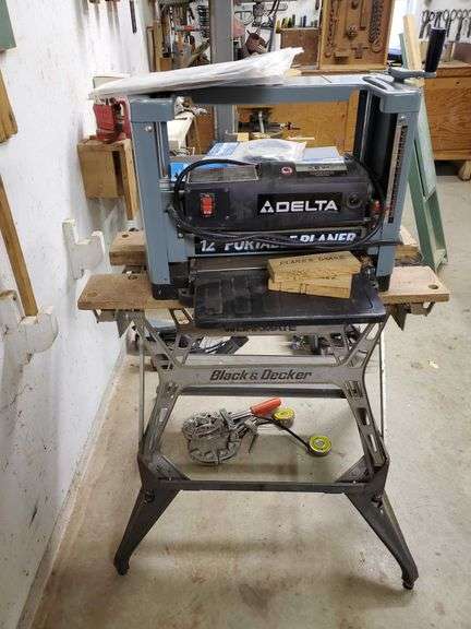 Delta 12" planer, Black & Decker workmate stand - Sherwood Auctions