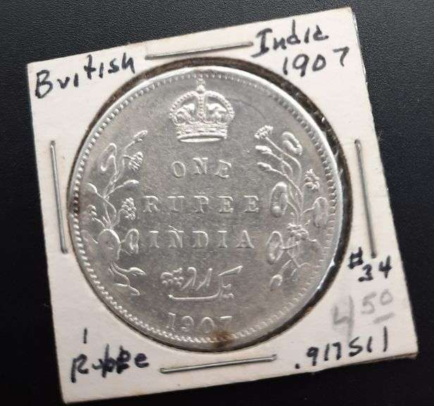 1907 India-British 1 Rupee Coin - Sherwood Auctions