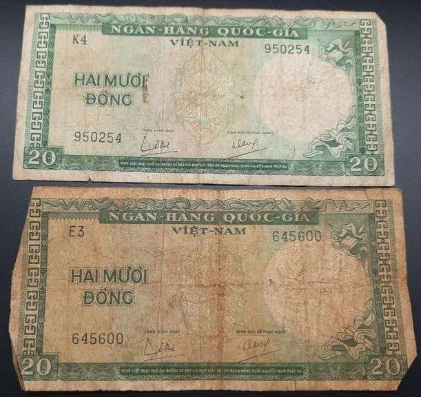 2 - Vietnam 20 Dong Paper Money - Sherwood Auctions