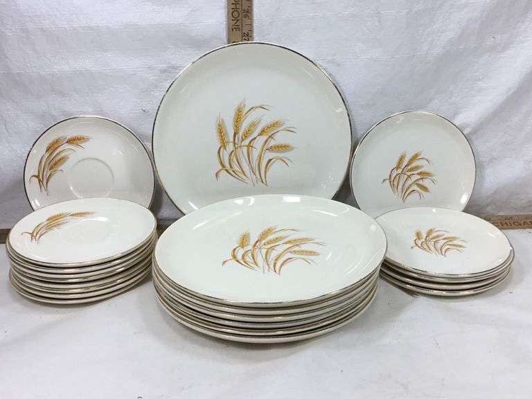 Golden Wheat 22K Gold Rimmed Dishes & Stoneware Dessert Plates ...