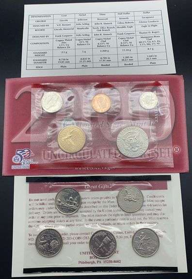 2000 D U.S. Mint Uncirculated Coin Set - Sherwood Auctions