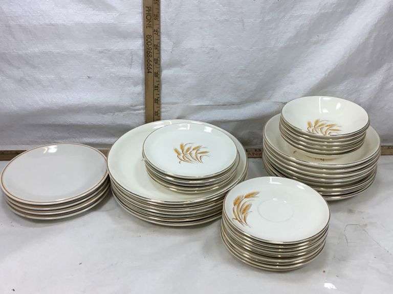 Golden Wheat 22K Gold Rimmed Dishes & Stoneware Dessert Plates ...