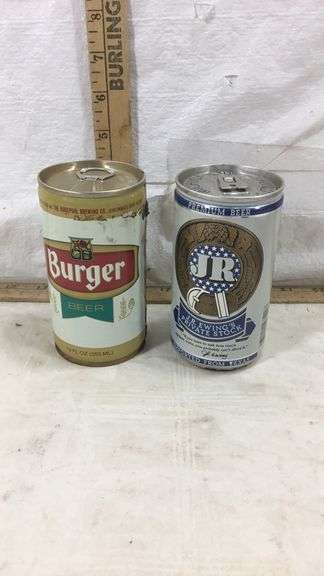 TWO UNOPENED VINTAGE BEER CANS; "JR" AND "BURGER" BEERS - Sherwood Auctions