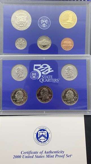 2000 U.S. Mint Proof Set w/ Certificate of Authenticity - Sherwood Auctions