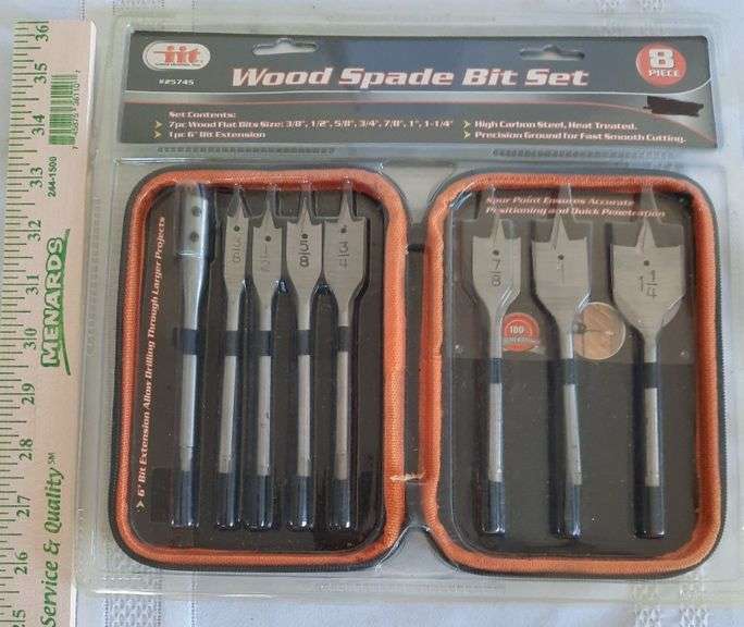 8 Piece Wood Spade Bit Set - Sherwood Auctions