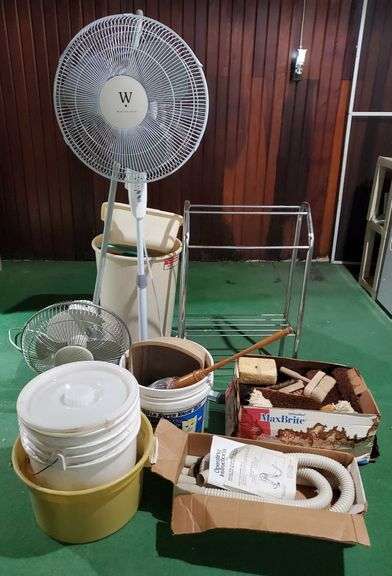 Two fans, buckets, dusters and more - Sherwood Auctions
