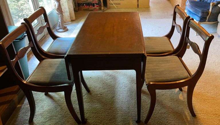 1940’s Duncan Phyfe Table & 4 Chairs - Sherwood Auctions
