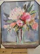 30x36 Framed Colorful Flowers Painting - Sherwood Auctions