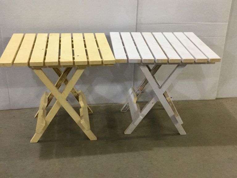 2 Fold Up Patio Tables - Sherwood Auctions