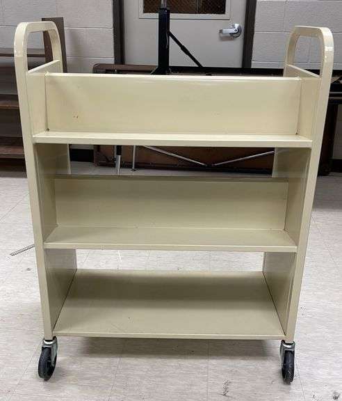 Metal Library Cart, Double Sided - Sherwood Auctions