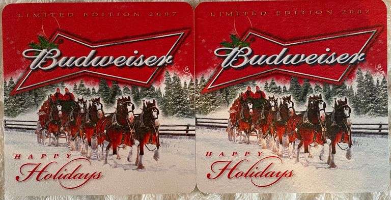 4-16f fl. oz. Holiday Budweiser Aluminum Bottles In Collectible ...