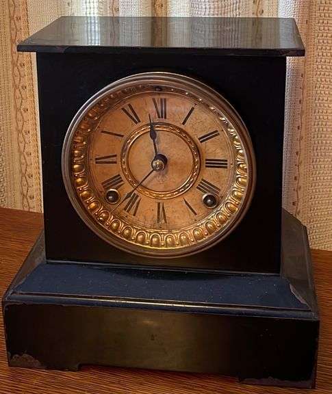 1800's Antique Enameled Iron Mantle Clock by Ansonia Clock Co ...