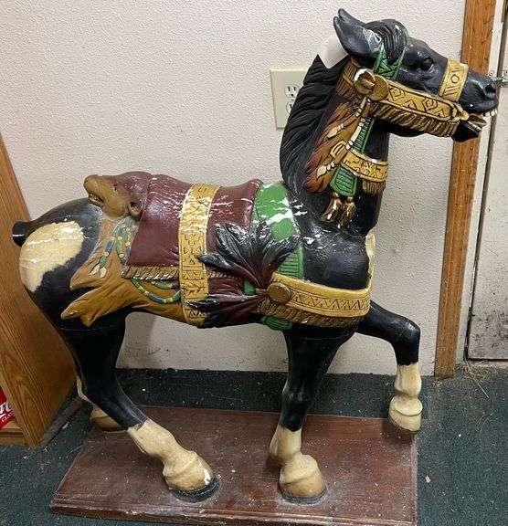 Wooden Carved Antique 42” tall Pony - Sherwood Auctions
