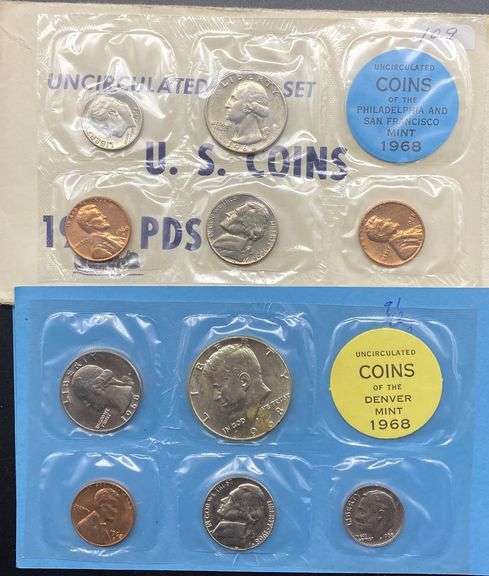 1968 PDS U.S. Mint Uncirculated Coin Set - Sherwood Auctions