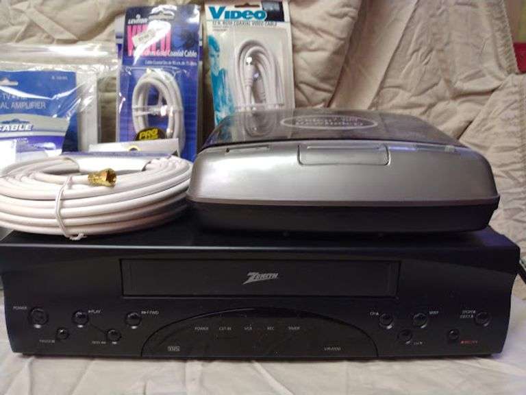 Zenith VCR, Kinyo VHS Rewinder, Stereo Cables, Signal Amplifiers ...