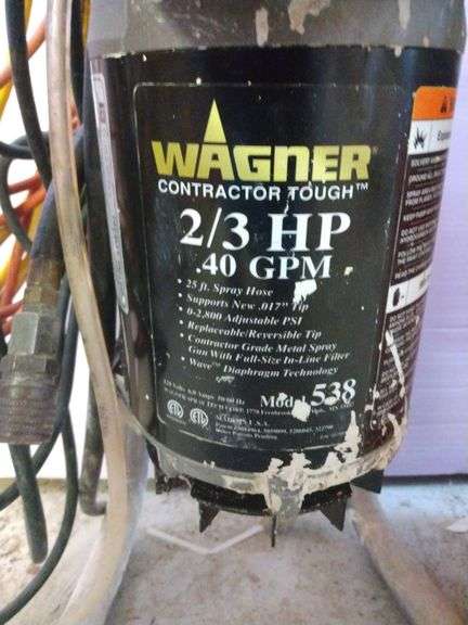 Wagner Airless Paint Sprayer 2/3 HP Model # 538 + 5 Gallon Buckets ...