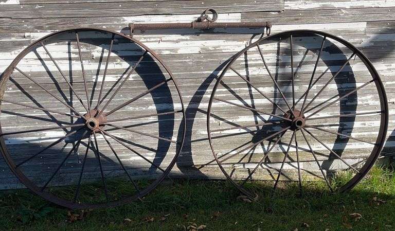 Metal 4 ft Round Wheels + Yoke - Sherwood Auctions