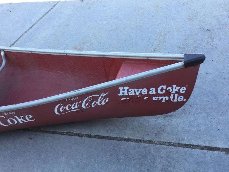 16 Foot Coca-Cola Canoe & 2 Red & Blue Paddles - Sherwood Auctions
