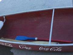 16 Foot Coca-Cola Canoe & 2 Red & Blue Paddles - Sherwood Auctions