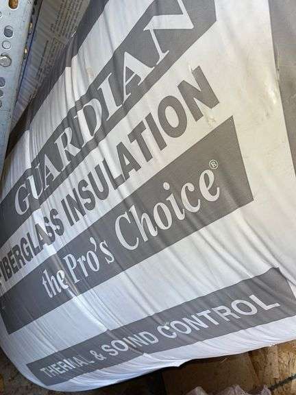 Nine Bags of Guardian Fiberglass Insulation- 24” x 96” x 6.25 ...