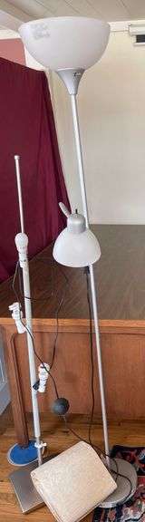 IKEA 6’ Tall Floor Lamp w/ Crinkle Shade & 57” Tall Double Light Floor ...