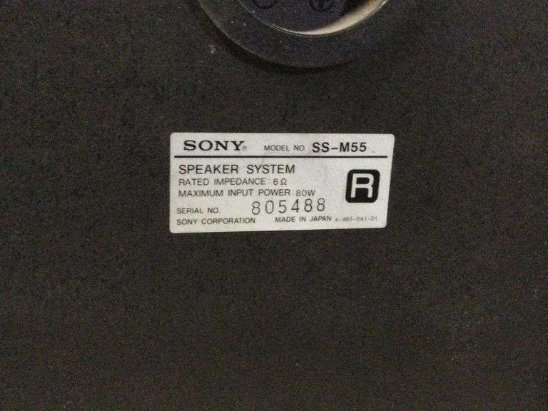 2 Sony Speakers Model # SS-M55 - Sherwood Auctions