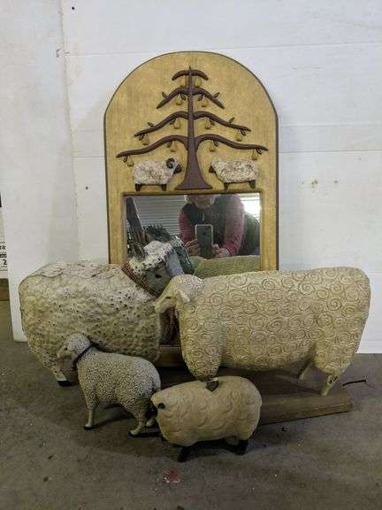 30" x 15" Mirror with Sheep - Sherwood Auctions