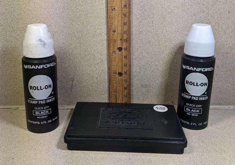 Classic Ink Pad With 2 Almost Full Sanford Ink Bottles - Sherwood Auctions