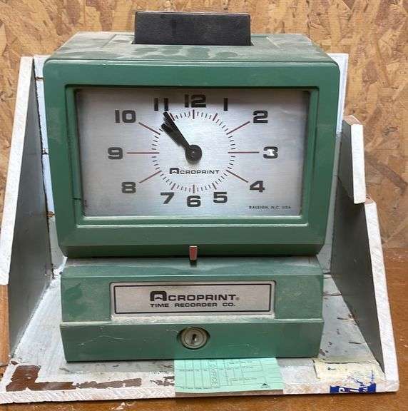 Acroprint Time Recorder Clock w/ Shelf - Sherwood Auctions